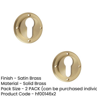 2 PACK Elegant Satin Brass Euro Profile Escutcheons with Keyway Design ...