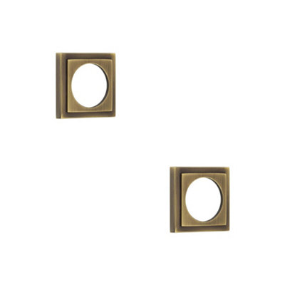 2 PACK Elegant Stepped Square Outer Rose in Antique Brass for Luxury ...