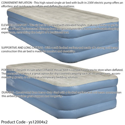 2 Pack Elevated Inflatable Air Bed with Built-In Pump for Home and ...