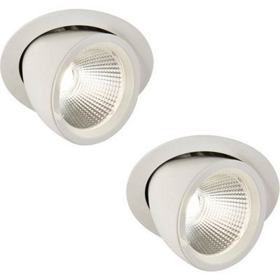 2 PACK Fully Adjustable Ceiling Downlight - 36W Cool White LED - Matt White