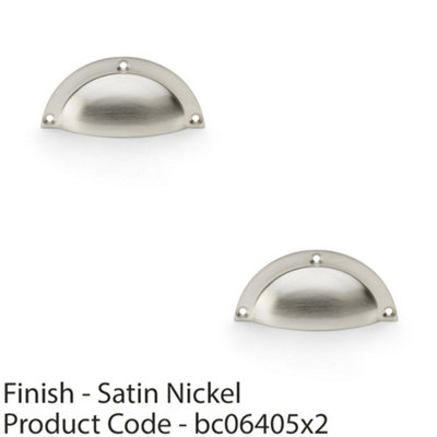 2 PACK - Half Moon Cup Handle - Satin Nickel 86mm Centres Solid Brass ...