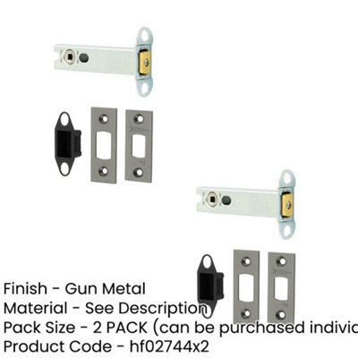 2 PACK HEAVY DUTY 102MM TUBULAR DEADBOLTS IN GUN METAL FINISH FOR ...