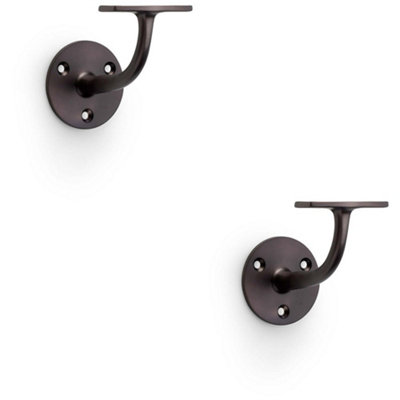 2 PACK - Heavy Duty Stair Handrail Bannister Bracket Arm - Dark Bronze ...
