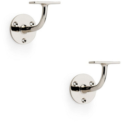 2 PACK - Heavy Duty Stair Handrail Bannister Bracket Arm Polished ...