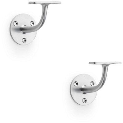 2 PACK - Heavy Duty Stair Handrail Bannister Bracket Arm - Satin Chrome ...