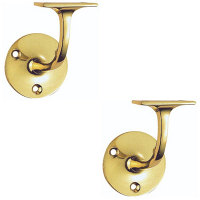2 PACK - Heavyweight Stair Handrail Bannister Bracket Arm - Polished ...
