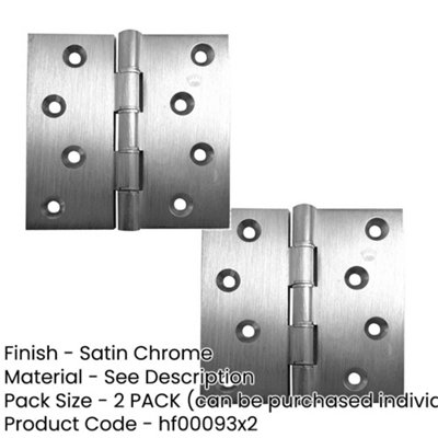 2 PACK High-Quality Satin Chrome Projection Hinge 102x125x3.5mm for ...