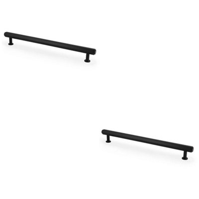 2 PACK - Industrial Hex T Bar Pull Handle - Matt Black 224mm Centres ...