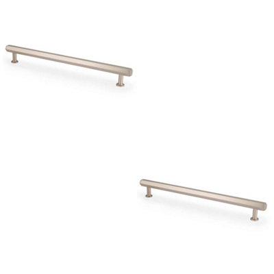 2 PACK - Industrial Hex T Bar Pull Handle - Satin Nickel 224mm Centres ...