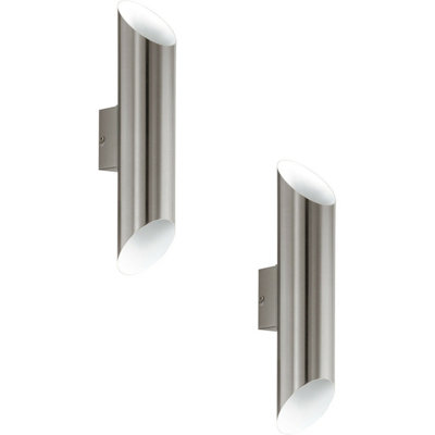 2 PACK IP44 Outdoor Wall Light Stainless Steel & White 3.7W Built in ...