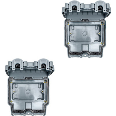 2 PACK IP66 Outdoor 2 Gang Switch & Socket Enclosure - Waterproof ...