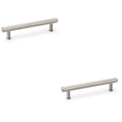 Buy 2 PACK - Knurled T Bar Pull Handle - Satin Nickel - 128mm Centres ...