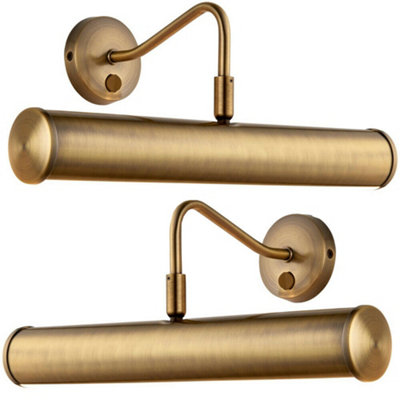 2 PACK LED Twin Picture Wall Light Antique Brass Dimmable 6.2W Bulb ...