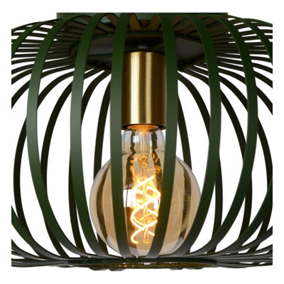 2 PACK - Lucide Manuela Vintage Flush Ceiling Light 39.5cm- 1xE27 - Green