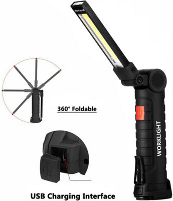 2 Pack Magnetic Rechargeable LED COB Work Light & Inspection Lamp - 360 ...