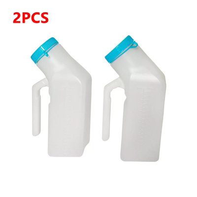 2 Pack Male Portable Urinal Bottle with Glow Cap & Scale - 1000ml