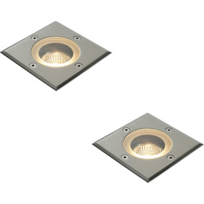 2 PACK Marine Grade IP65 Square Ground Light - 50W GU10 - Stainless ...