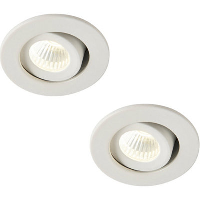 2 PACK Micro Adjustable Ceiling Downlight - 4W Cool White LED - Matt ...