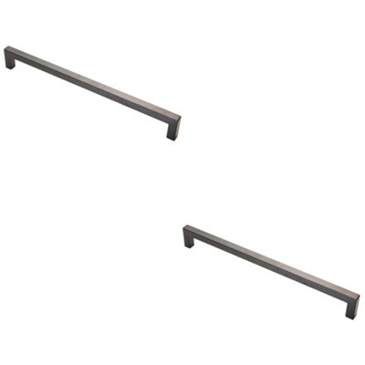2 PACK - Mitred Square Bar Pull Handle - Matt Black - 450mm Centres D ...
