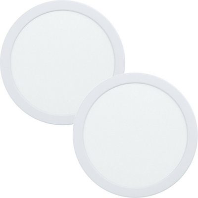 2 Pack Modern 216mm White LED Flush Downlights - 16.5W 3000K Indoor ...
