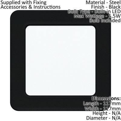 2 Pack Modern Black Square LED Downlights for Walls and Ceilings