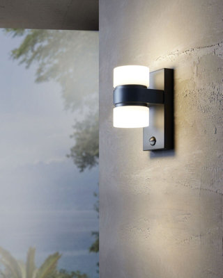 2 Pack Modern IP44 Outdoor Wall Light with PIR Sensor in Anthracite ...