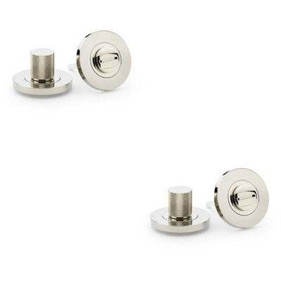 2 PACK - Modern Knurled Thumbturn & Release Lock - Polished Nickel ...