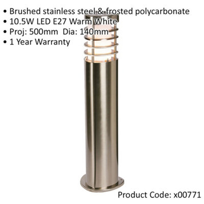 2 PACK Modern Outdoor Stainless Steel Post Light - 10.5W E27 LED ...