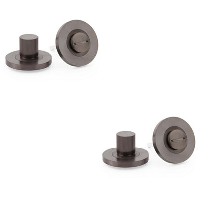 2 PACK - Modern Reeded Thumbturn & Release Lock - Lined Dark Bronze ...