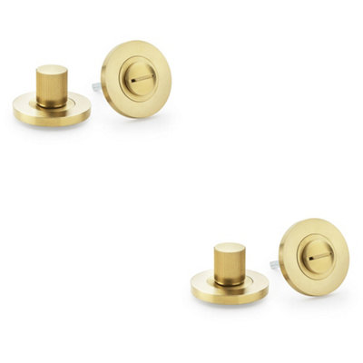 2 PACK - Modern Reeded Thumbturn & Release Lock - Lined Satin Brass ...