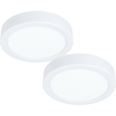 2 Pack Modern Round LED Ceiling and Wall Light - 10.5W White 3000K