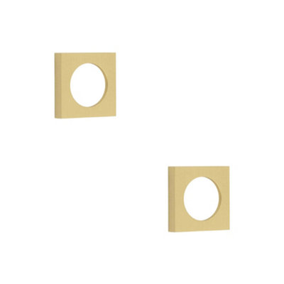 2 PACK Modern Satin Brass Square Outer Rose for Escutcheon - Solid Brass Key Hole Cover