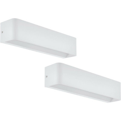 2-Pack Modern White Oblong LED Wall Lights with 12W Bulbs Included