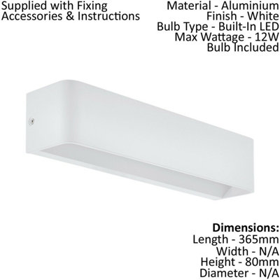 2-Pack Modern White Oblong LED Wall Lights with 12W Bulbs Included
