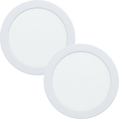 2 Pack Modern White Round Flush Downlights with Built-in 10.5W LED for ...