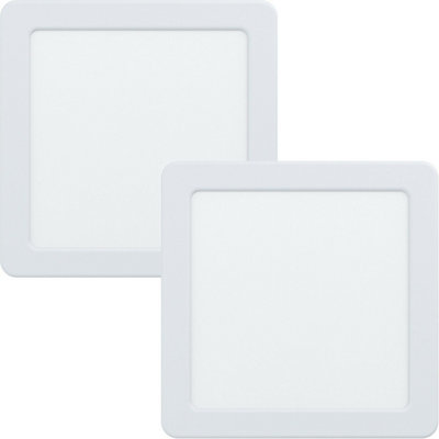 2-Pack Modern White Square LED Ceiling Flush Downlights - 10.5W 4000K ...