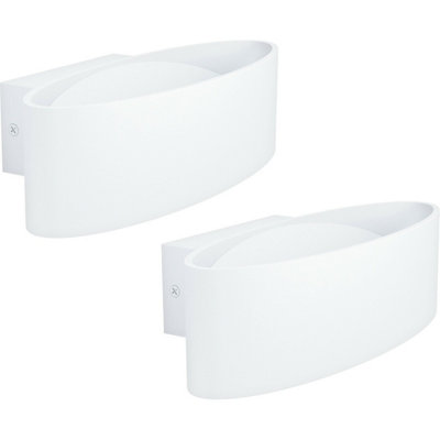 2 Pack Modern White Wall Lights with LED Bulbs - 10W Included
