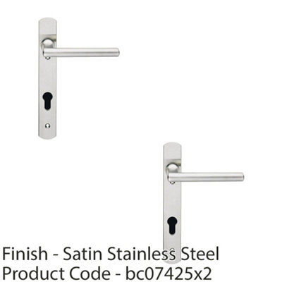 2 PACK - Multi-Point Locking Door Handle - 92mm EURO PROFILE - Slim Bar ...