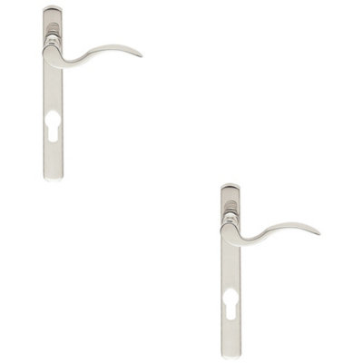 2 PACK - Multi-Point Locking Door Handle - EURO PROFILE - Slim Satin ...
