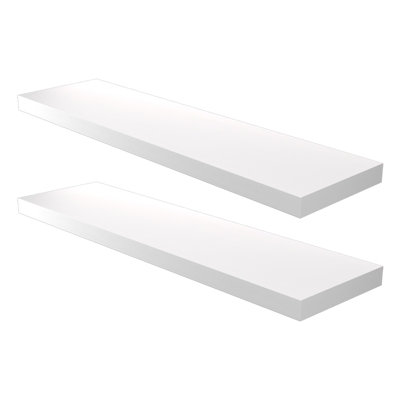 2 Pack Of Floating Shelves White Matte 90 x 24cm (03193x2)