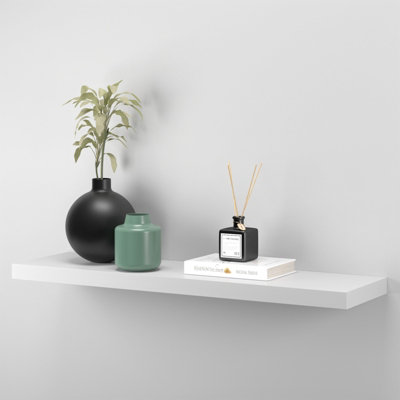 2 Pack Of Floating Shelves White Matte 90 x 24cm (03193x2)