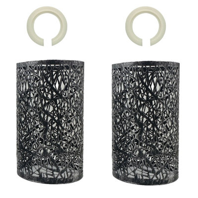 2 Pack of Industrial Style Brushed Silver Metal Cage Lampshade Easy Fit ...