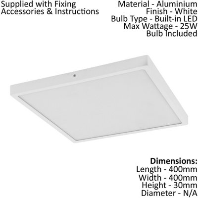 2 Pack of Modern White 400mm LED Wall and Ceiling Lights - 25W 3000K ...
