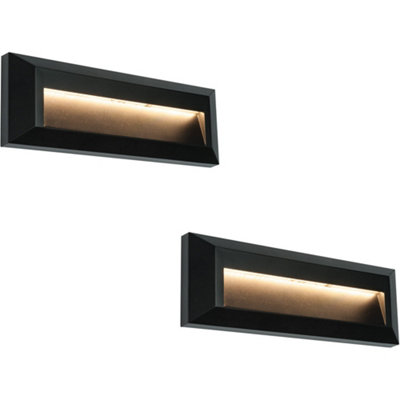 2 PACK Outdoor Pathway Guide Light - Indirect 2W Warm White LED - Black ...