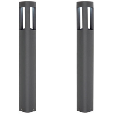 2 PACK Outdoor Post Bollard Light Grey Triangle IP54 Modern Driveway Lamp LED