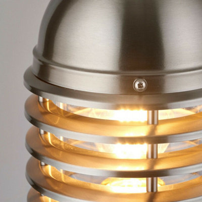 2 PACK Outdoor Post Bollard Light Polished Steel Vandal Proof External ...