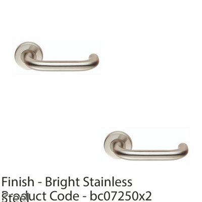 2 PACK - Pair 19mm Round Bar Safety Handle On Round Rose Concealed Fix ...