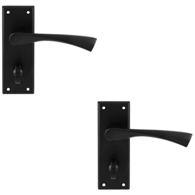 2 PACK - PAIR ANGULAR LEVER ON BATHROOM BACKPLATE DOOR HANDLE 150 X ...