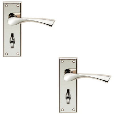 2 PACK - PAIR Angular Lever on Bathroom Backplate Door Handle 150 x ...