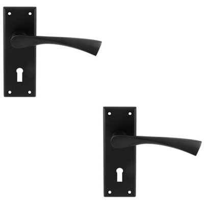 2 PACK - PAIR Angular Lever on Lock Backplate Door Handle 150 x 50mm ...